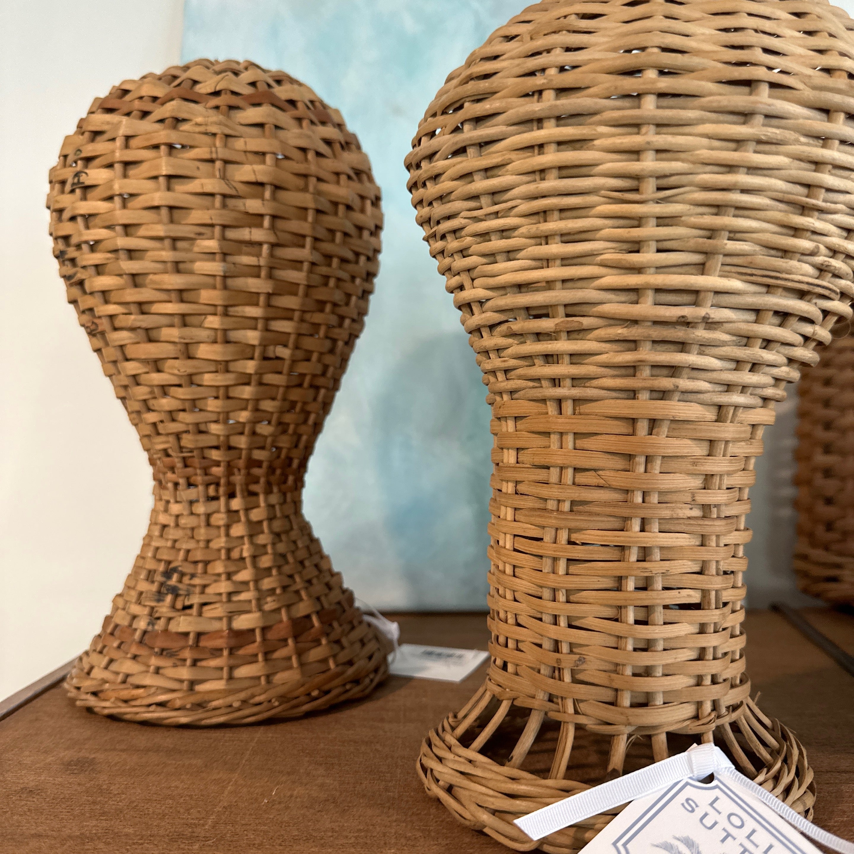 Vintage Rattan Head Stand | LOLLI SUTTON